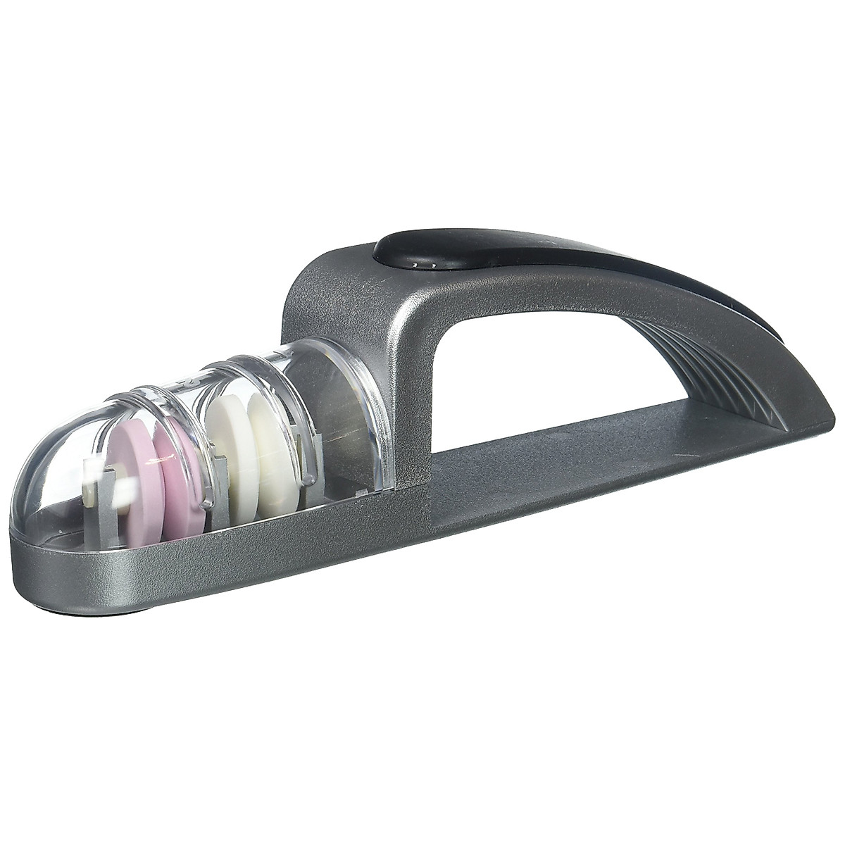 Global MinoSharp 440/SB, 2 Stage Ceramic Wheel Knife Sharpener, Silver/Black