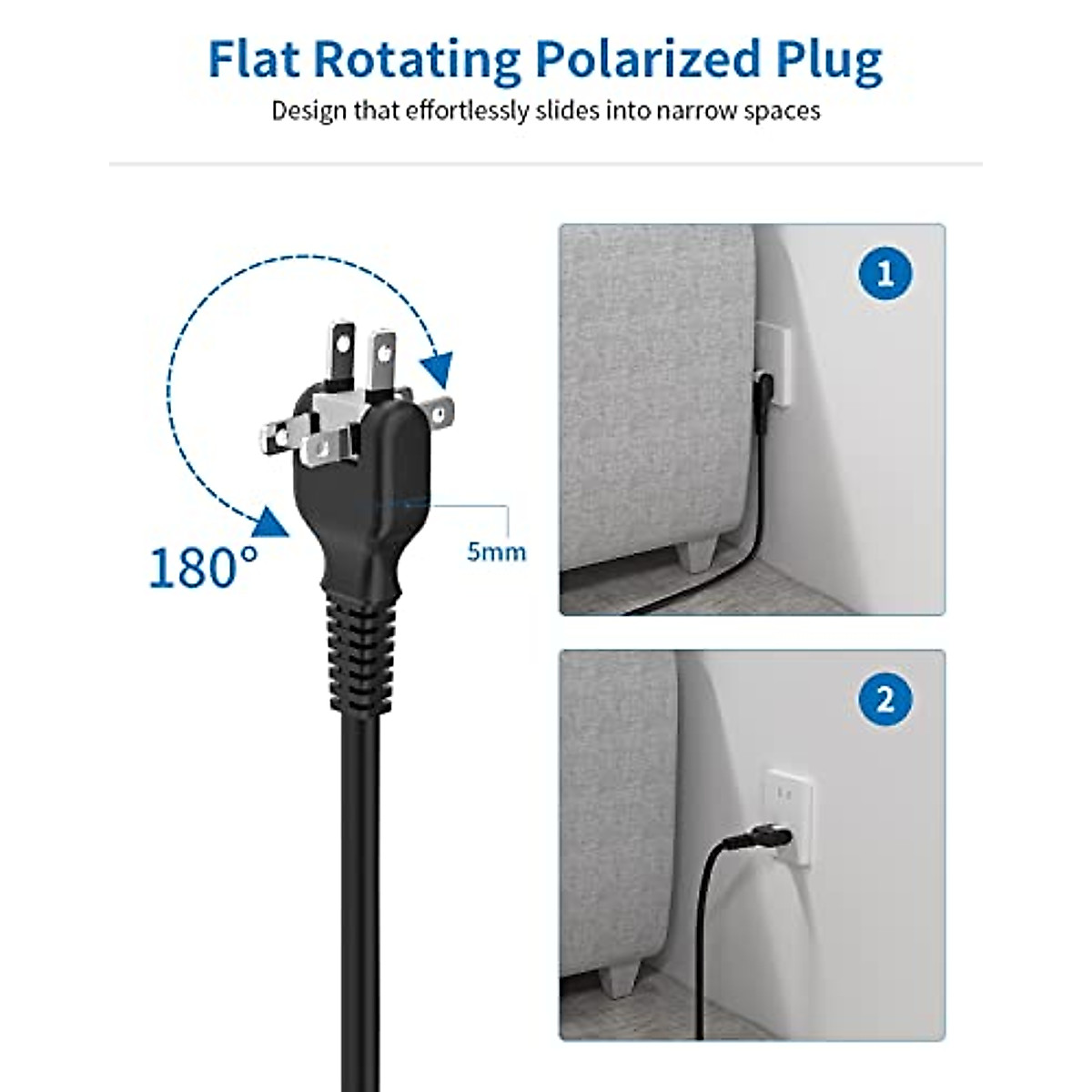 2 Prong Power Strip with Flat Rotating Plug, NTONPOWER 10ft Extension Cord Surge Protector, 4 Outlets 4 USB, 2 Prong to 3 Prong Outlet Adapter, 1700 Joules, Overload Protection for Non-Grounded Outlet