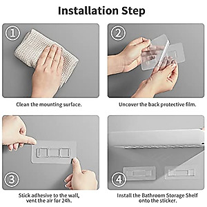 TOPHOME Bathroom Rack Single-Layer Wall Mounted Floating Shelves Bathroom Storage Shelf Toilet Storage Shelf with Towel Bar for Bathroom, Kitchen, Laundry Room(No Drilling)