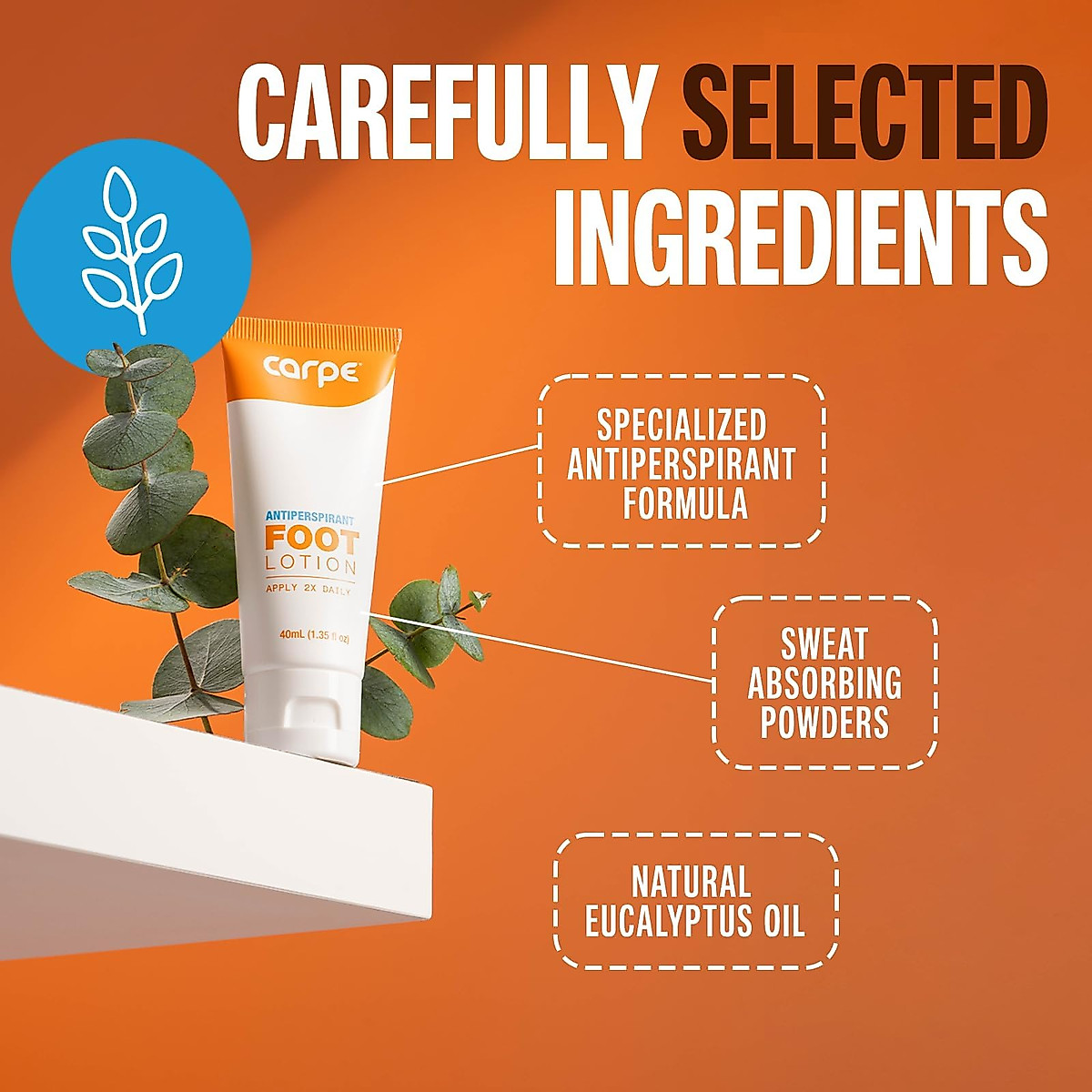 Carpe Antiperspirant Foot Lotion 3 Tubes WITH FREE APPLICATOR, A dermatologist-recommended solution to stop sweaty, smelly feet, Helps prevent blisters, Great for hyperhidrosis