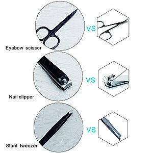 3Pcs Nail Clippers Set, Stainless Steel Fingernail and Toenail Clipper Cutters, Professional Nail Clippers Cutter for Men,Women,Kids. Slanted Tip Tweezers, Eyebrow Scissors, Nail Cutter