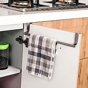 RUIBAOLY Stainless Steel Over Door Towel Rack Bar Holders for Universal Fit on Over Cabinet Cupboard Doors ，9.2" Wide - 2 Pack(Silver)