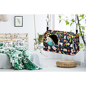 ShuRung Parrot Cockatiel Warm House Bird Nest Bed Winter Hanging Hammock Birds Sleeping Bed Parrot Hideway Bed Polyester Fabric for Parrot Parakeet Cockatiels Budgies Lovebird African Grey (S)