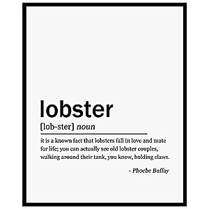 Lobster Definition Print, Friends TV Show Quote, Dictionary Style Prints, Wall Art, Lobster Home Decor, Lobster Print, 8x10 inch - UNFRAMED