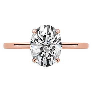 Moissanite Solitaire Engagement Ring Set 2 CT Oval Cut Moissanite Bridal Wedding Ring Set for Women Handmade VVS Colorless (14K Solid Rose Gold)