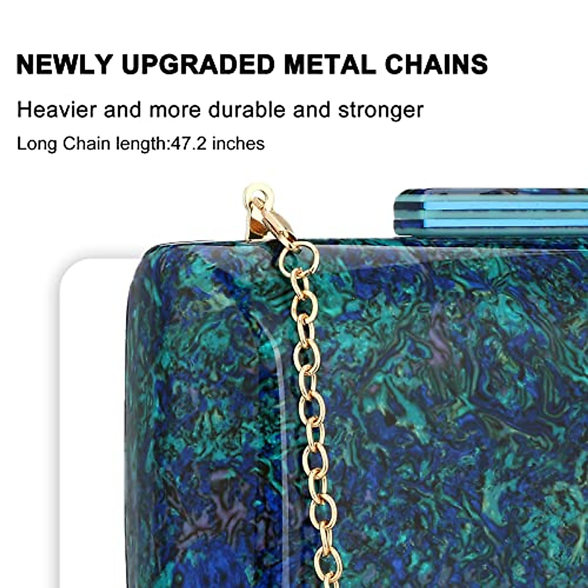 YYW Acrylic Clutch Purses for Women : Marble Evening Bag Vintage Handbags with Detachable Chain for Wedding Bridal Prom Party Ladies Girls Shoulder Crossbody bag (Green)