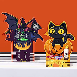 108 Pieces Halloween Bookmark Rulers for Kids Students Ghost Pumpkin Cartoon Animal Halloween Theme Pattern Prints Page Markers for Trick or Treat Prizes Classroom Rewards Holiday Party Decorations