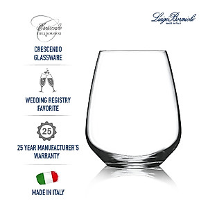 Luigi Bormioli Crescendo Crescendo 23.25 Ounce Stemless Wine Glasses, Set Of 4, Crystal SON-hyx Glass, Made In Italy.