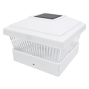 iGlow 8 Pack White Outdoor Garden 5 x 5 Solar LED Post Deck Cap Square Fence Light Landscape Lamp Lawn PVC Vinyl Wood