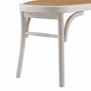 Linon Dallas Wood and Rattan Bentwood Bench in White