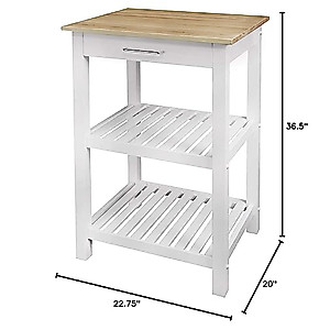 Casual Home Sunrise (Small) with Solid Harvest Hardwood Top Kitchen Island, 22.75"W, Natural&White
