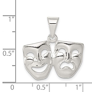 The Black Bow Sterling Silver Polished Comedy and Tragedy Mask Pendant