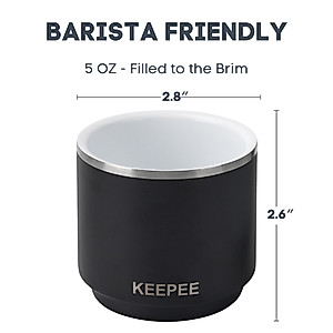 KEEPEE 4 oz Stackable Cup, Vacuum Insulated Espresso Coffee Cup with Ceramic Coating, Stainless Steel, 2 Pack, Matte Black