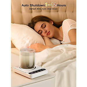 Misby Coffee Mug Warmer, Coffee Warmer for Desk with 6 Temp Settings, 8H Auto Shut Off Coffee Cup Warmer 12H Timer, Smart Coffee Warmer Plate Keeps Hot, Fresh for Coffee, Tea, Milk, Beverage,White