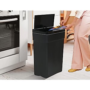 13 Gallon Trash Can, Touchless Automatic Garbage Can with Lid,50 Liter Rectangular High-Capacity Infrared Motion Sensor Trash Can for Kitchen Bathroom Bedroom Home Office, Kitchen Trash Can