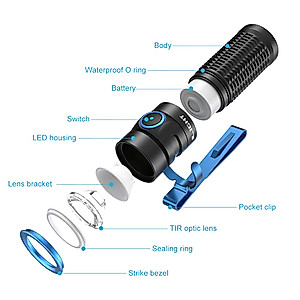 OLIGHT Baton3 1200 Lumens Ultra-Compact Rechargeable EDC Flashlight, Powered by Rechargeable Battery for Household Search, Outdoor Camping, Hiking and Mountaineering (Black)