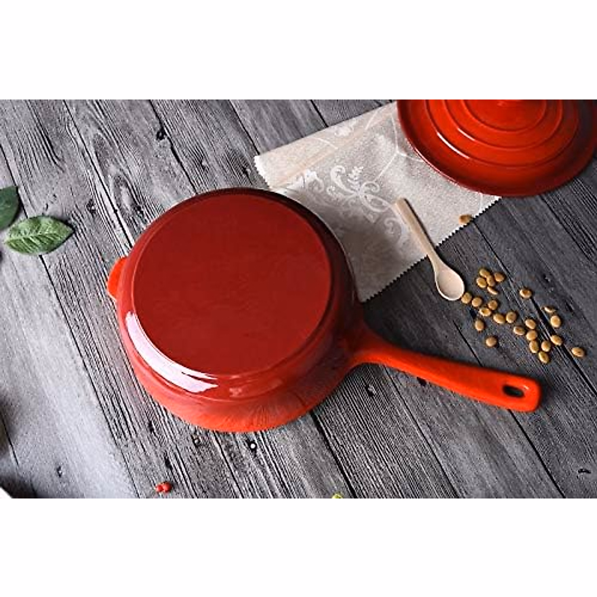 DIBOO Enameled Cast Iron Covered Sauce Pan-2.7 Quart