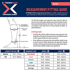 EXTREMIT-EASE Compression Garment 30-50 mmHg Lower Leg Compression Wrap - Ideal for Mild to Moderate Lymphedema Swelling, Venous Insufficiency, and Post-Op Edema - Large, Regular, Black