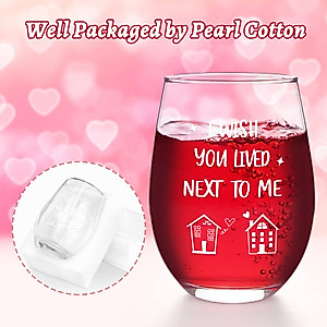 Modwnfy Friendship Gifts for Women Friends, I Wish You Lived Next To Me Stemless Wine Glass Gifts for Friend Best Friend Bestie Sisters, Long Distance Friendship Gifts for Birthday Christmas 17 Oz