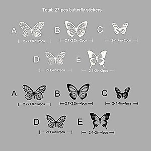 Black and White Party Decoration Kit Hanging Tissue Paper Fans Lanterns Flowers Pom Pom with 3D Butterfly for Wedding Engagement Birthday Baby Shower Anniversary Bachelorette Hen Party Decor Supplies