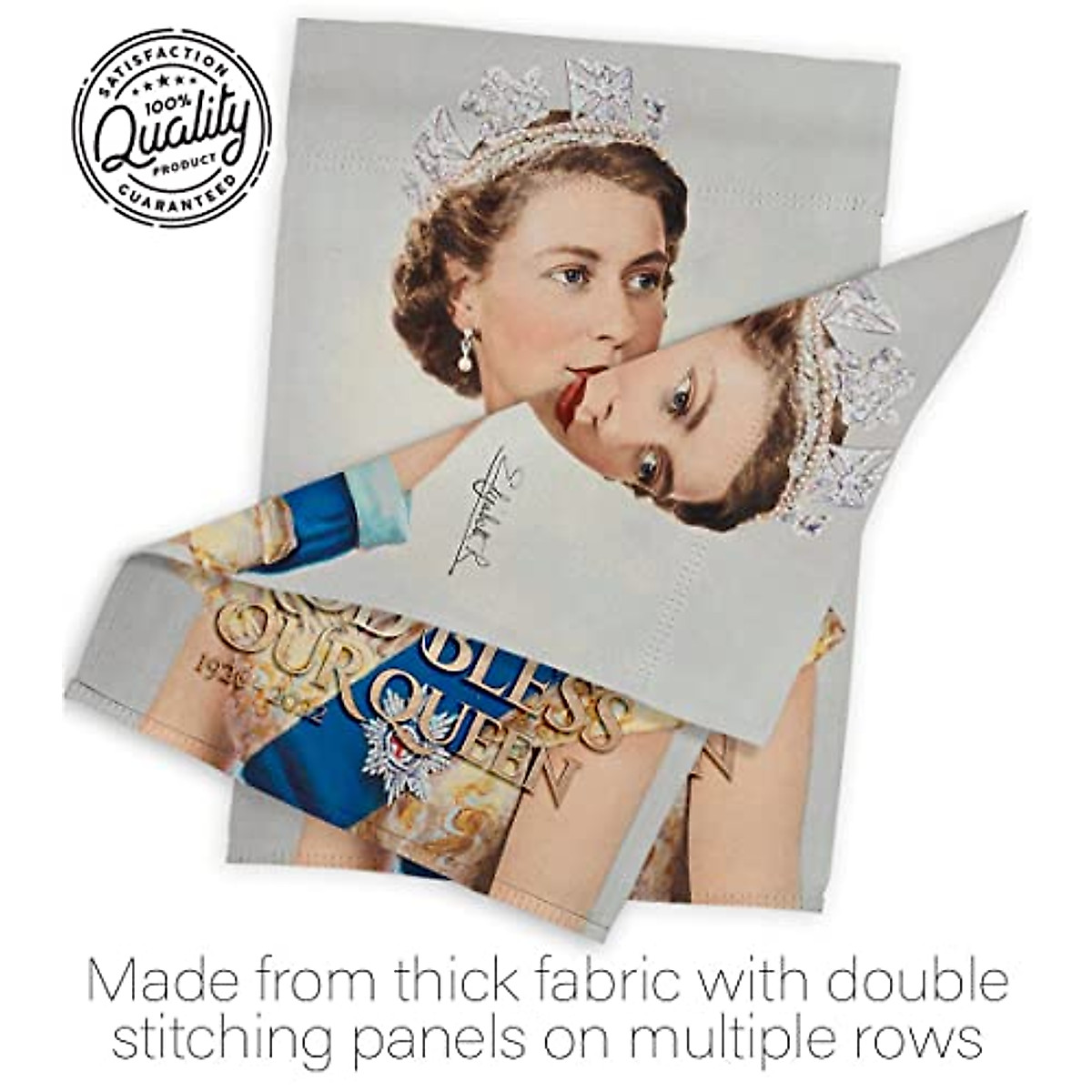 Queen Elizabeth II Flag Set Wood Dowel Sweet Life Sympathy Remembrance Memorial Bereavement Love Support Emotion Postive - House Banner Small Yard Gift Double-Sided 13 X 18.5