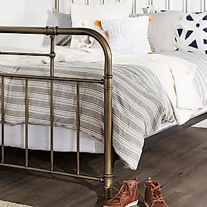 Walker Edison Vintage Metal Iron Pipe Queen Size Bed Headboard Bedroom Headboard Footboard Bed Frame Bedroom, Queen, Bronze