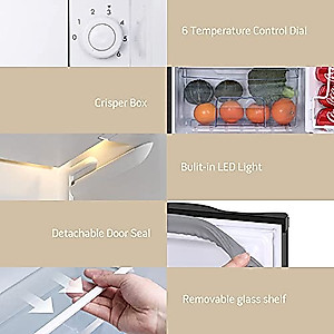 3.2 Cu.Ft Mini Fridge with Freezer, Single Door Small Refrigerator, 6 Settings Mechanical Thermostat, One-Touch Defrosting System, Energy Saving, Dorm Refrigerator
