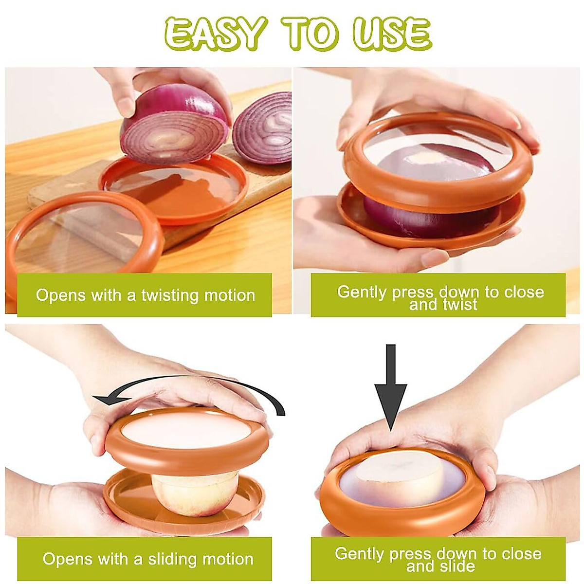 LINXIU Fruit and Vegetable Storage Containers for Fridge Avocado Saver Reusable Onion Storage Container Holder Keeper Fresh Stretch Pod 2Pcs