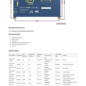 Waveshare 5inch TFT Resistive Touch Screen Display Module HDMI Interface for Rapsberry Pi 5/4/ A/A+/B/B+/2 B/3 B & Banana pi & Beaglebone Black Provide Images Supports Various System