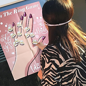 PARTYLOUD Bridal Shower Bachelorette Party Games, Pin the Ring on the Bride Game, Pin the Ring Game Bridal Shower Wedding Engagement Shower Games 32 Guests