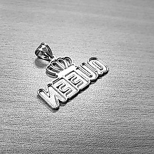 LA BLINGZ Queen Crown DC Sterling Silver Hip-Hop Pendant