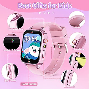 AWEHIRU Kids Smart Watch Girls Boys - Smart Watch for Kids Games Watch with 26 Games Music Player HDCamera Pedometer Alarm Video Flashlight Birthday Gifts for Kids 3-12 Years Old