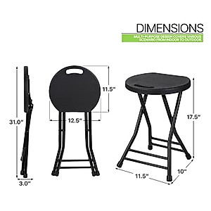 Magshion Foldable Stool with Handle Indoor Outdoor 6 Pack Backless Folding Stool Sturdy 230lbs Capacity, 18 Inch Black