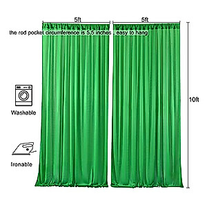 10ft x 10ft Green Backdrop Curtain for Parties Green Wrinkle Free Backdrop Drapes Panels for Baby Shower Birthday Party Photo Photography Photoshoot Polyester Fabric Background Decoration