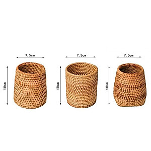 VIXPET Handmade Rattan Tea Ceremony Utensil Holder Cutlery Holder Desktop Organiser Storage Box (Brown)-C