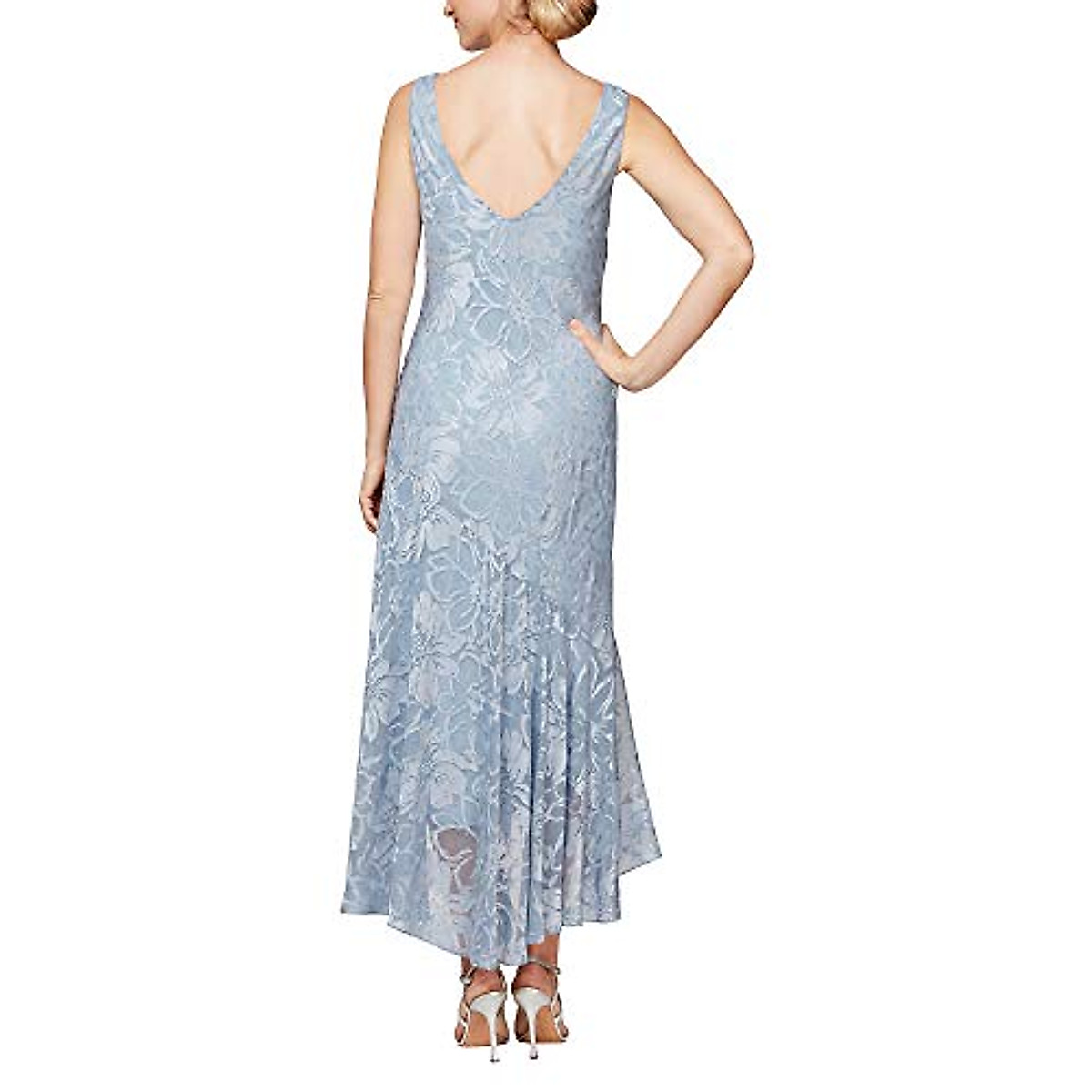 Alex Evenings Women's Sleeveless Printed Chiffon Mid-Length Dress with Jacket, Hydrangea, 6