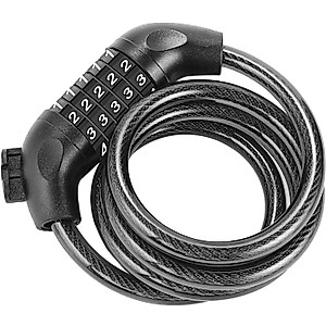 Bike Lock, 4 Feet Bike Locks Cable, High Security 5 Digit Resettable Combination Coiling Bicycle Lock, Heavy Duty Anti Theft Cable Locks