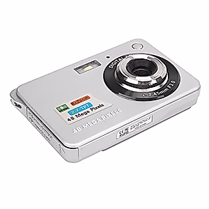 Jopwkuin Digital Camera, 2.7in LCD 4K Rechargeable 48MP Vlogging Camera Anti Shake for Shooting(Silver)