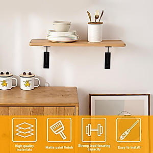 Heavy Duty Shelf Bracket, 2 Pcs Wall Shelf Brackets Support, Countertop Brackets, Metal Fireplace Mantel Brackets, Black Right Angle Wall Brackets for Kitchen, Bathroom, Shelves (90mm/3.5 inch)