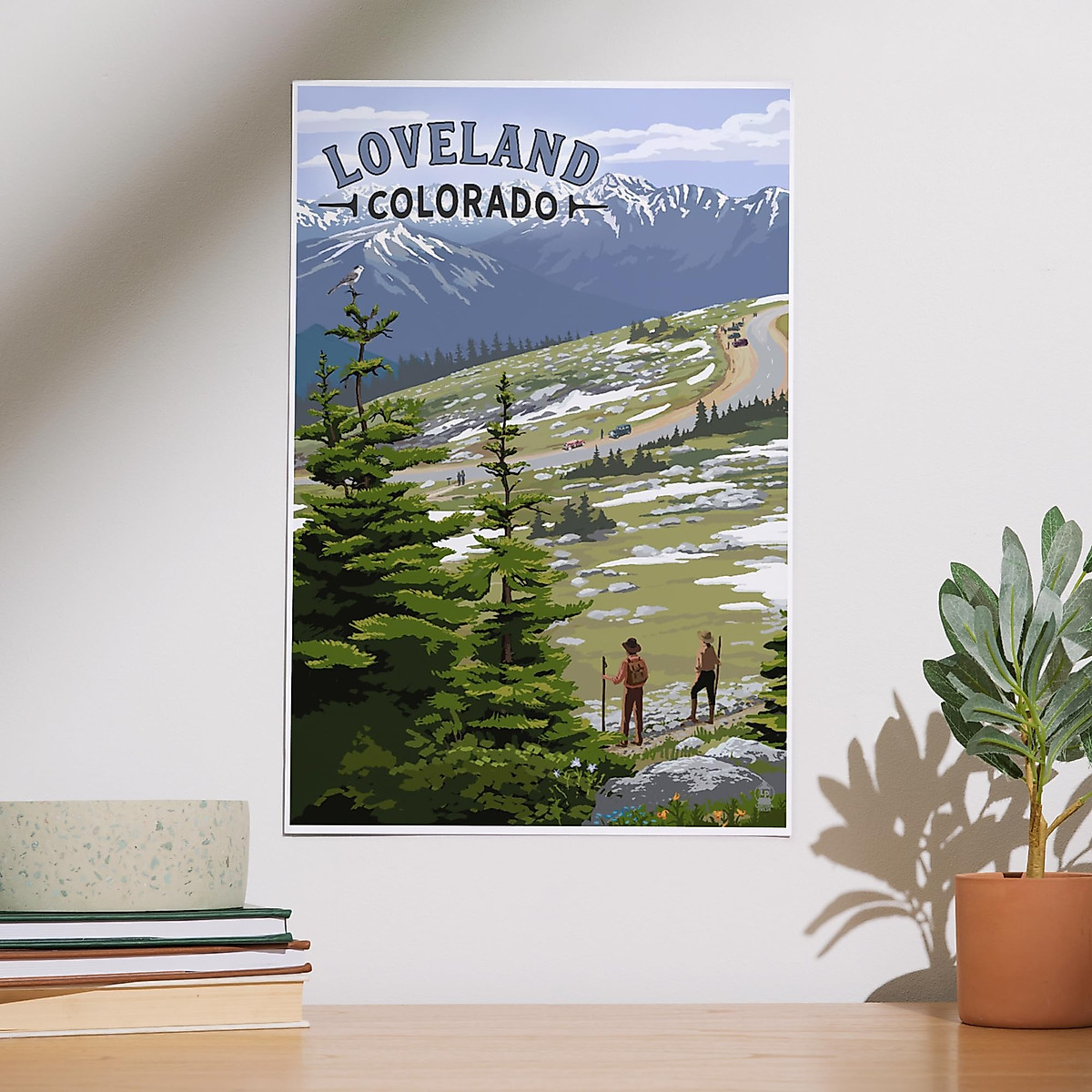 Lantern Press Loveland, Colorado, Trail Ridge and Hikers (12x18 Art Print, Travel Poster Wall Decor)