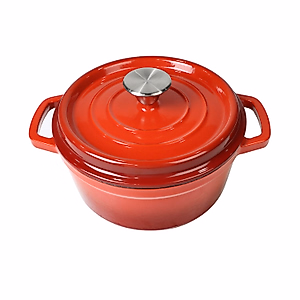 Healthy Choices 3 Qt Small Enameled Cast Iron Dutch Oven Pot with Lid, Mini Dutch Oven for Sourdough Bread Baking, Enamel Coating Cookware, Christmas Gift for Mom, Oven Safe upto 500° F, Red