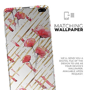 DesignSkinz Karamfila Watercolo Poppies V10 Protective Vinyl Decal Wrap Skin Cover Compatible with The Samsung Galaxy S20 (Screen Trim & Back Glass Skin)