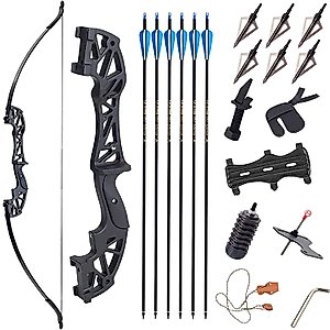 SOPOGER Archery Recurve Bows for Adults -Bow and Arrow Set for Adults Youth Beginner 30 lbs 40 lbs Metal Riser Takedown Recurve Bow Right Handed for Outdoor Practice Target Hunting (Black - 40lbs)