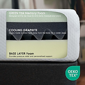 Nestl Green Tea King Size Mattress 12 Inch - Cooling Graphite Memory Foam King Mattress, Fiberglass Free King Mattress in A Box, Pressure Relief Supportive Bed in A Box, CertiPur-US Certified