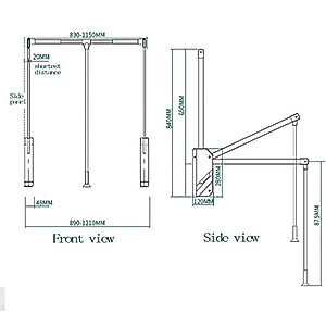 Pull Down Closet Rod Rail, Wardrobe Lift Rail Organizer Storage System Clothes Hanger Dormitory Clothes Bar Hardware Closet Pole Clothing Finishing Rack, Adjustable Width, Wall Mounting Industrial Fra