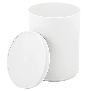 mDesign Plastic Small Slim Round 1.7 Gallon/6.5 Liter Trash Can with Removable Swing Lid - Wastebasket, Garbage Container Basket Bin for Master/Guest Bathroom - Holds Rubbish/Recycle - White
