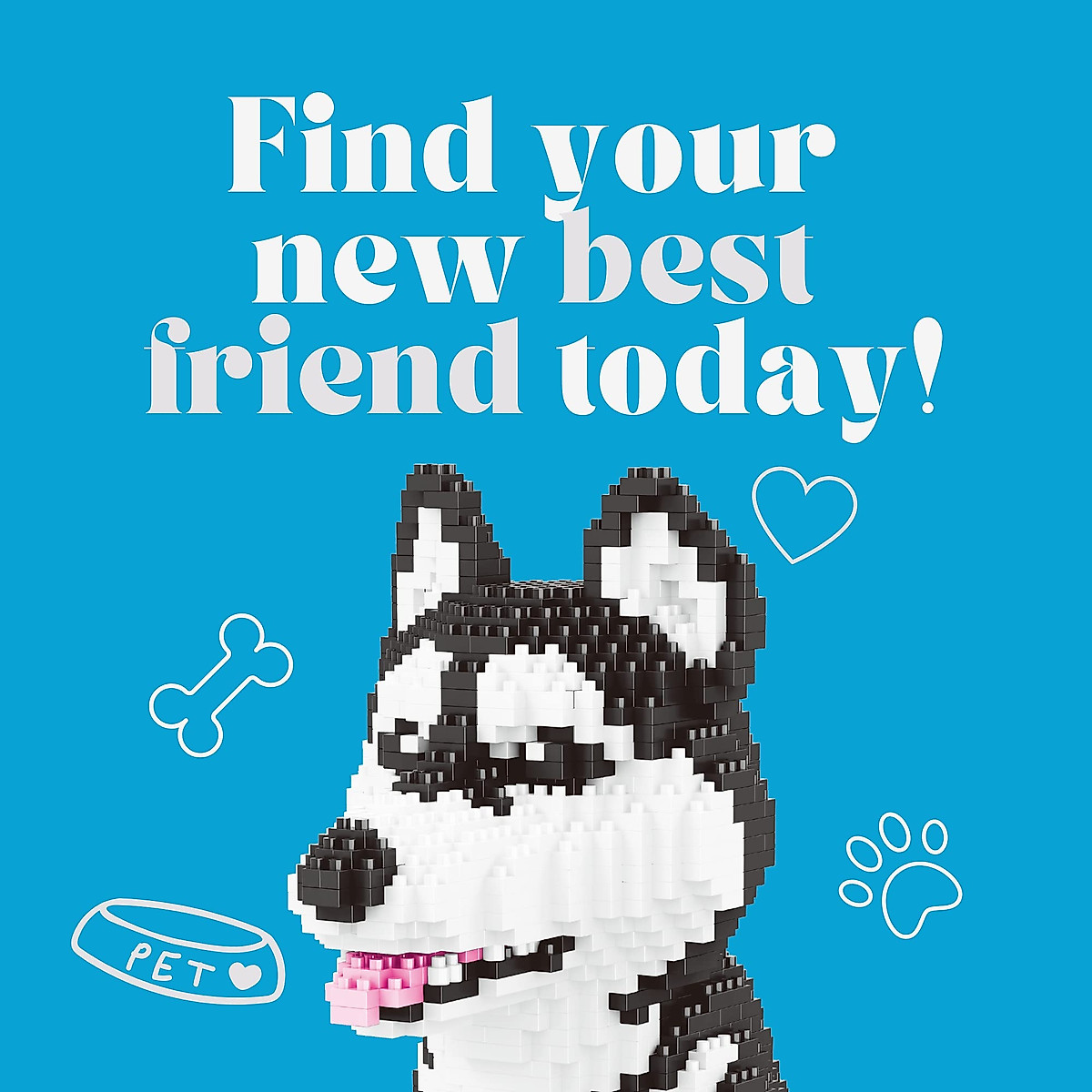 BLOCK CENTER Dachshund Dog 2024 Edition 3D Puzzle 2100 Pieces Building Blocks Set - Mini Block Gift Kit for Kids and Adults (Husky)