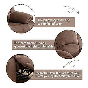 Plithzy Recliner Couch for Living Room, 73" Reclining Sofa Corduroy Fabric, Manaul Recliner Loveseat with Console Storage and Cup Holders (Loveseat, Brown)