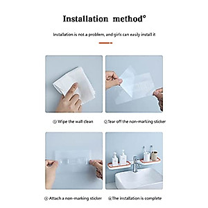 HN 180° Rotatable Bathroom Corner Rack Wall Mounted Shower Shelf Shampoo Storage Rack Holder White Orange, 13x4.3x2.75inch