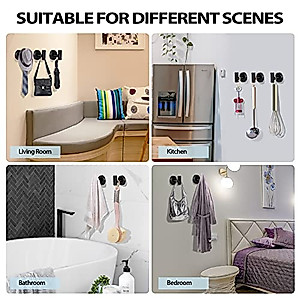 Kruodop Towel Hooks for Bathroom,4 Packs Wall Mount Towel Holder,Black Matte Wall Robe Hook,Stainless Steel Heavy Duty Door Hanger Towel Hook for Kitchen, Bedroom,Hotel,Pool,Coats and Keys